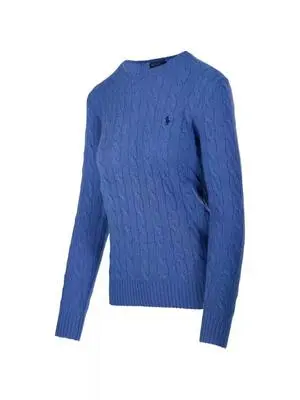 Polo Ralph Lauren Cable-knit Crew Neck Sweater With Embroidered Logo - Blue