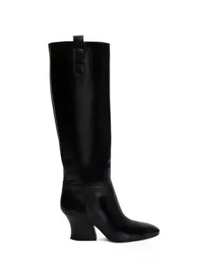JIL SANDER Leather Block Heel Boots