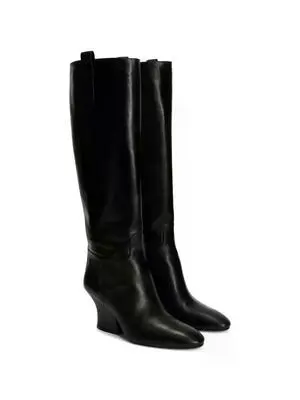 JIL SANDER Leather Block Heel Boots