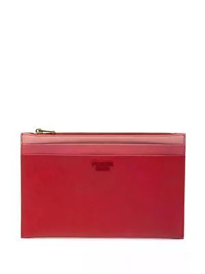 Prada 2010-2026 Tricolor Saffiano Zippered Portfolio Clutch Bag - Red