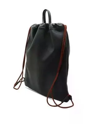 Gucci Grained Calfskin Web Logo Drawstring Backpack