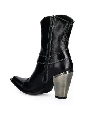 NEW ROCK Skull Plaque Flame Appliqué Boots