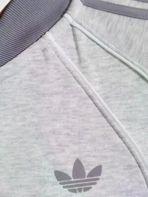 Adidas Logo Embroidered Stripe Detail Sweater - Grey