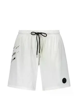 PLEIN SPORT Logo Patch Graphic Print Swim Shorts - White