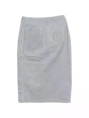 Fendi Ff Embossed Logo Denim Mini Skirt
