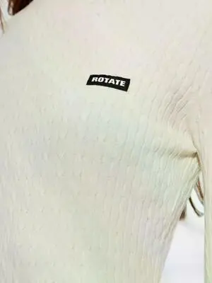 ROTATE BY BIRGER CHRISTENSEN Cable Knit Logo Patch Sweater