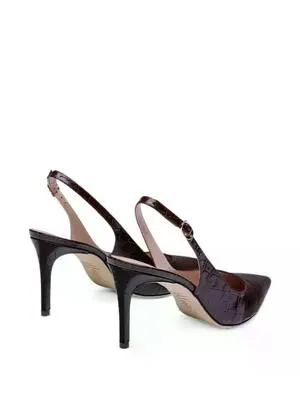 STUART WEITZMAN Power Croc-effect Slingback Pumps