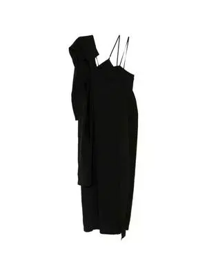 Yohji Yamamoto Asymmetrical Draped Maxi Dress - Black