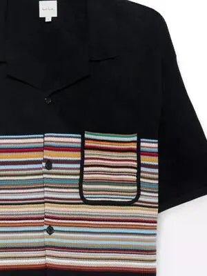 Paul Smith Striped-knit Button-up Polo Shirt - Blue