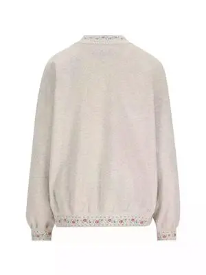 Chloé Floral Embroidered Logo Print Crew Neck Sweater