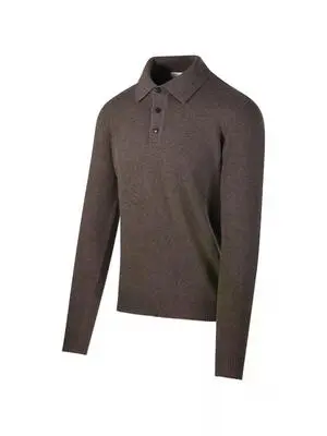 ROBERTO COLLINA Polo Collar Long Sleeve Sweater - Brown