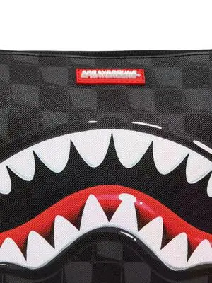 SPRAYGROUND Check Pattern Shark Motif Clutch Bag