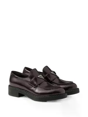 Prada Chocolate Brushed Leather Loafers