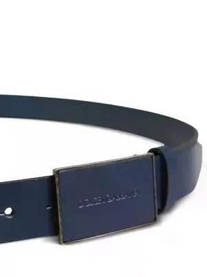 Dolce & Gabbana Logo Plaque Leather Belt