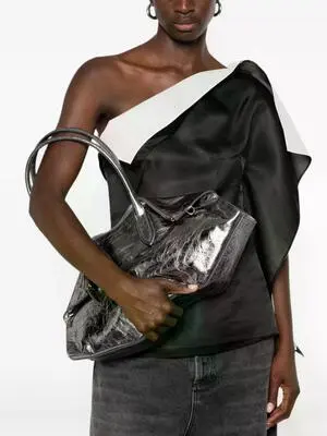 Alexander McQueen Manta Metallic Shoulder Bag - Silver