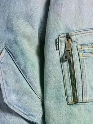 Balenciaga Faded Effect Denim Bomber Jacket