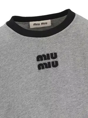 Miu Miu Logo Patch Long Sleeve Sweater