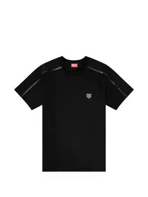 DIESEL® T-shirt With Contrast Trims And Logo Patch - Black