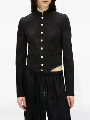 ANN DEMEULEMEESTER Cotton Cropped Stand Collar Jacket
