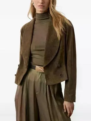 Ralph Lauren Trudie Double-breasted Suede Jacket - Brown