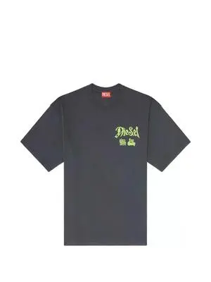 DIESEL® Cotton T-shirt With Flock Graphic