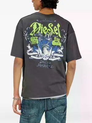 DIESEL® Cotton T-shirt With Flock Graphic