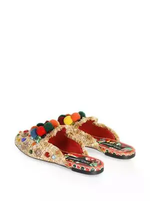 Dolce & Gabbana Embellished Pompom Mule
