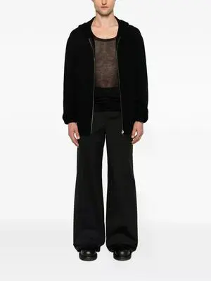 Rick Owens Ribbed Knit Zip-up Hoodie