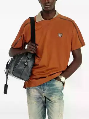 DIESEL® T-shirt With Contrast Trims And Logo Patch - Orange