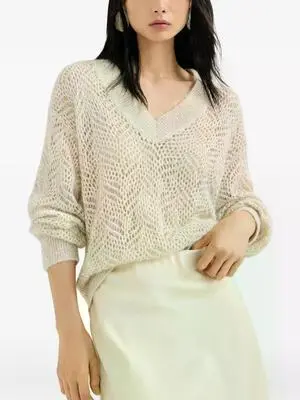 Brunello Cucinelli Mohair And Wool Abstract Leaf Sweater