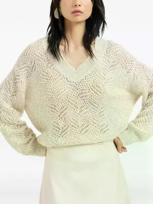 Brunello Cucinelli Mohair And Wool Abstract Leaf Sweater