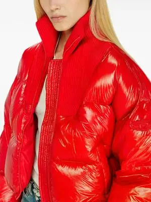 DIESEL® Down Puffer Jacket With Knitted Collar