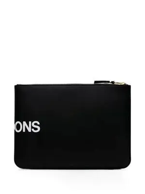 Comme Des Garçons Huge Logo Pouch" Leather Pouch Bag - Black