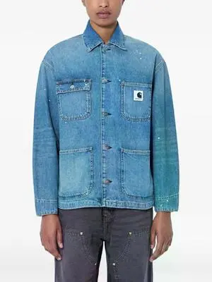 Carhartt Work In Progress Denim Chore Jacket With Paint Splatter Detail