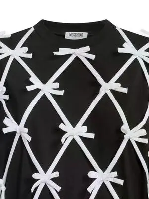 Moschino Bow-embellished Latticework T-shirt - Black
