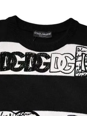 Dolce & Gabbana Striped Logo Print Sweater