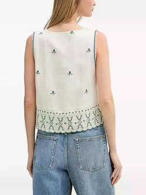 HOSS INTROPIA Carmela Scalloped-hem Blouse With Floral Embroidery