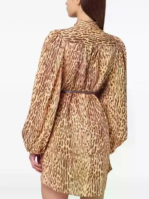 Zimmermann Leopard-print Balloon Sleeve Mini Dress - Neutrals