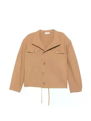 A.M.G. High-neck Button-up Jacket With Crinkled Texture
