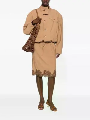 A.M.G. High-neck Button-up Jacket With Crinkled Texture