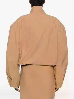 A.M.G. High-neck Button-up Jacket With Crinkled Texture