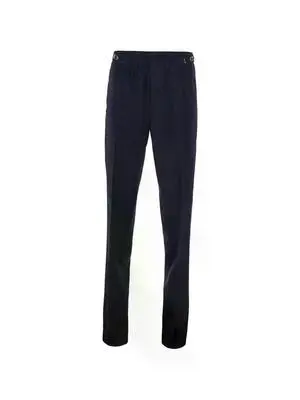 Givenchy Navy Pinstripe Logo Buckle Trousers