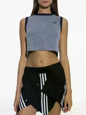 Adidas Trefoil Embroidered Ribbed Knit Cropped Top