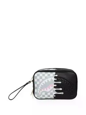 SPRAYGROUND Checkered Shark Saffiano Makeup Bag - Black
