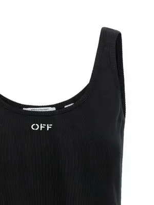 Off-White Off Stamp" Logo-embroidered Ribbed Tank Top - Black