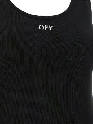 Off-White Off Stamp" Logo-embroidered Ribbed Tank Top - Black