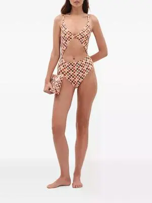 ERES Polka-dot One-piece Swimsuit With Cutout Detailing - Neutrals