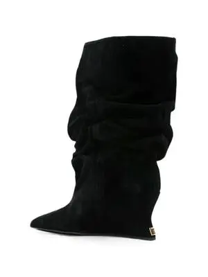 Balmain Slouchy Wedge Boots - Black