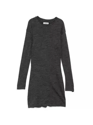 JIL SANDER Long Sleeve Crewneck Double Layer Mini Dress