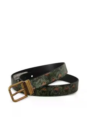 Dolce & Gabbana Peacock Print Leather Belt